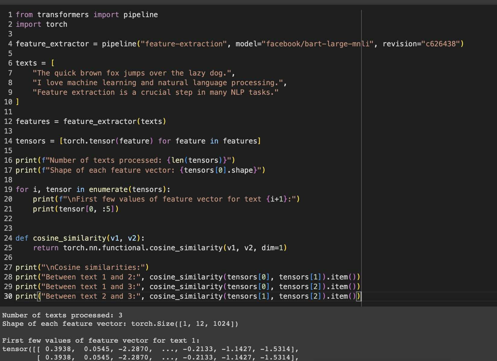 Feature Extraction Using Hugging Face Transformer Library Code2care